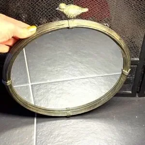 Wall Decor | Vintage Oval Bird Wall Mirror Antique Bronze Metal Frame ...